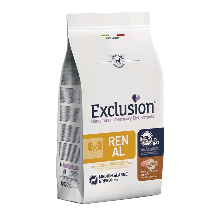 Exclusion Diet Renal Medium Large Maiale Sorgo Riso 12 kg Per Cani - iPelosi